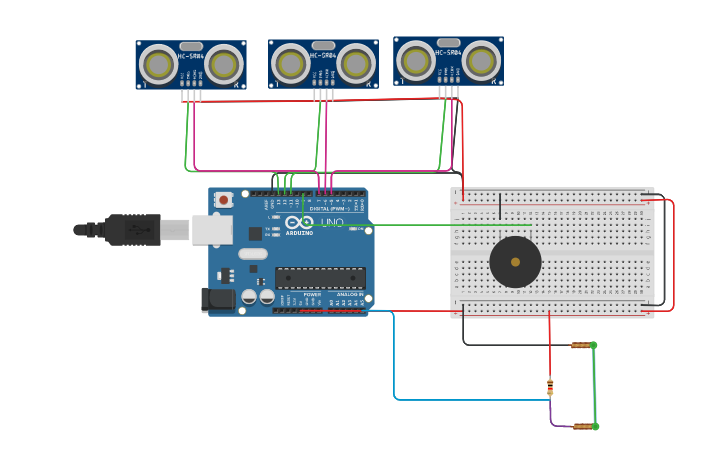 Circuit design Smart Blind stick - Tinkercad