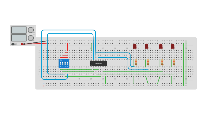 Circuit design BINARY TO GRAY CODE | Tinkercad