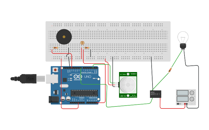 Circuit design Motion based light control | Tinkercad
