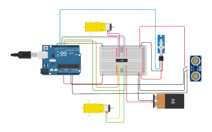 Circuit design OBSTACLE AVOIDING - Tinkercad