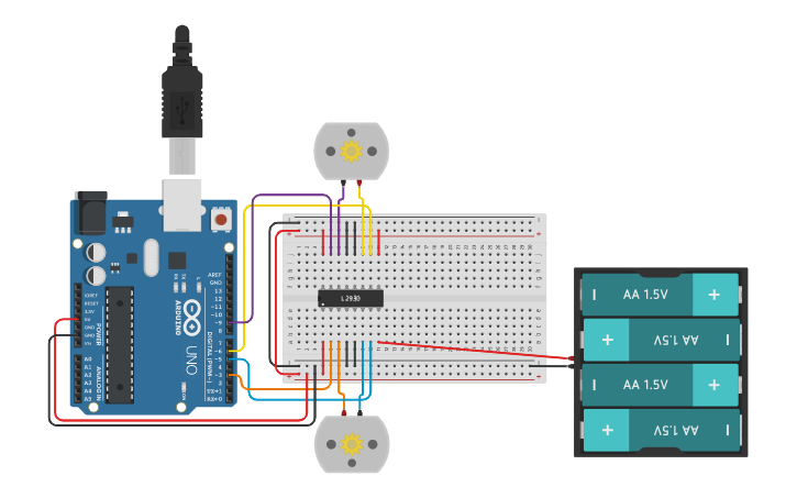Circuit design L293D DC Motor Control | Tinkercad