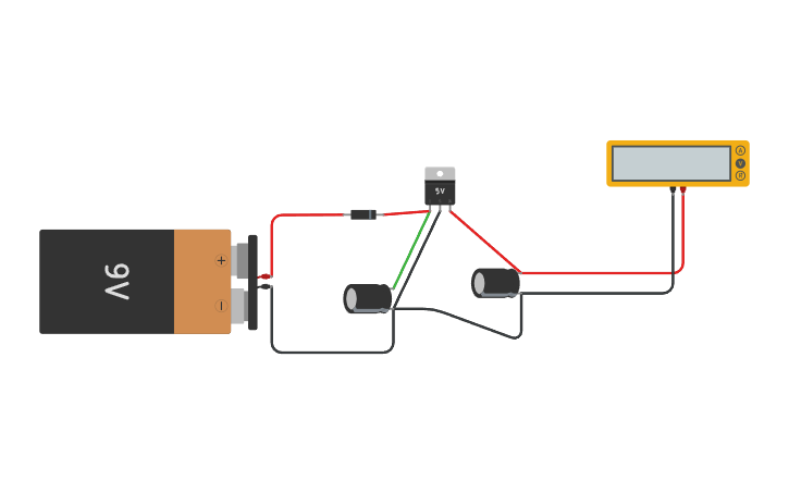 Circuit design 9V to 5V - Tinkercad