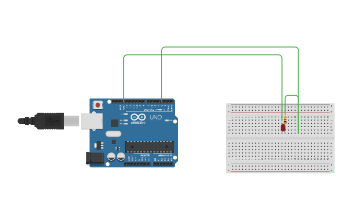 Circuit design TOGGLING OF LED - Tinkercad