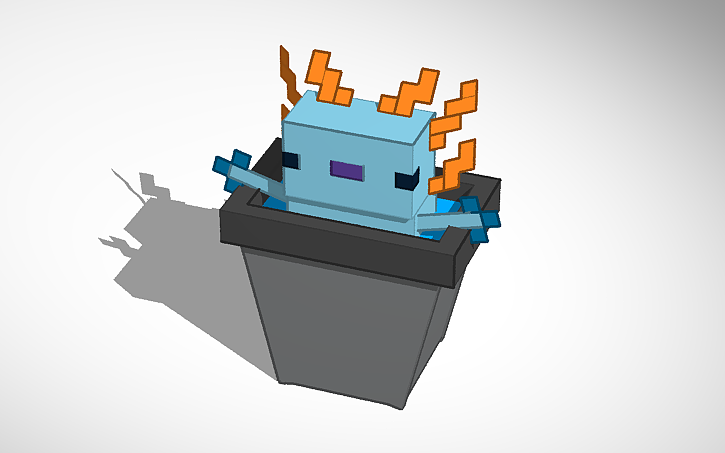 3D design Axolotl in a bucket - Tinkercad