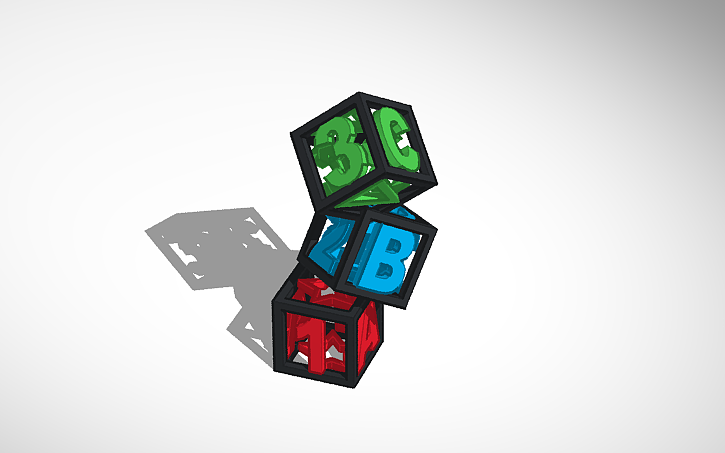 3D design Asymmetrical Alphabet - Tinkercad