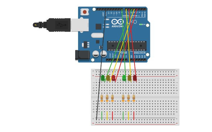 Circuit design Ejercicios Arduino parte1 ACT2 | Tinkercad Circuit design Ejercicios Arduino parte1 ACT2 | Tinkercad
