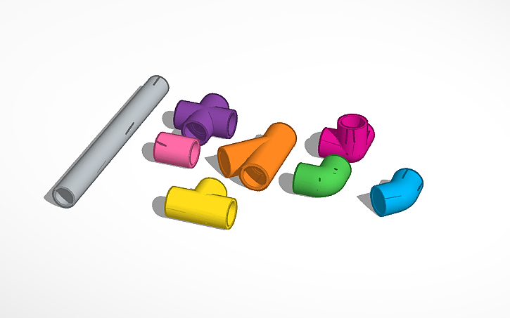 3D design PVC Pipe Project Parts 3/4" - Tinkercad