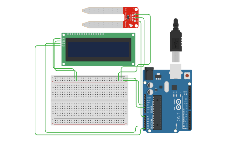 Circuit design soil moisture - Tinkercad