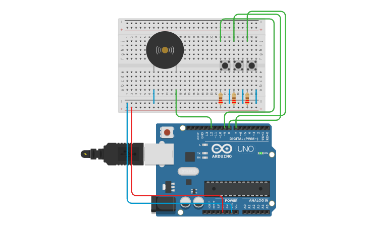 Circuit Design Мерзкое пианино от 2 до 5 Tinkercad