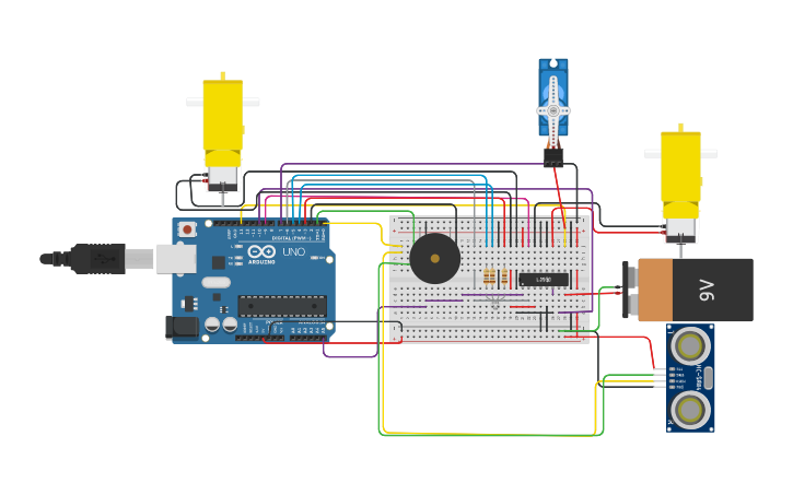 Circuit design obstacle avoider - Tinkercad