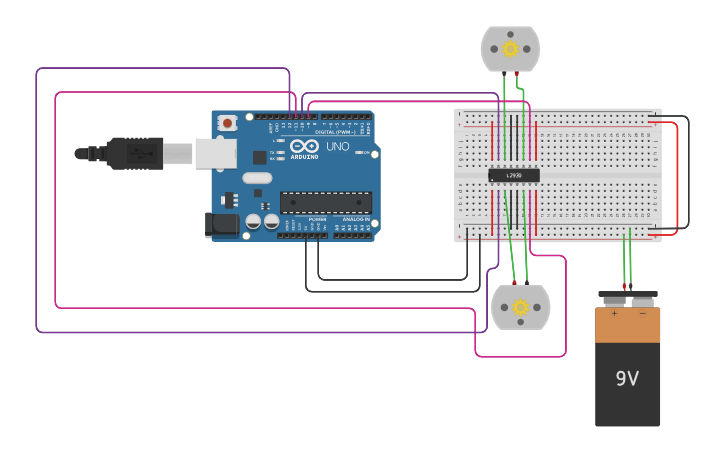 Circuit design MOTOR + PILA 9V - Tinkercad