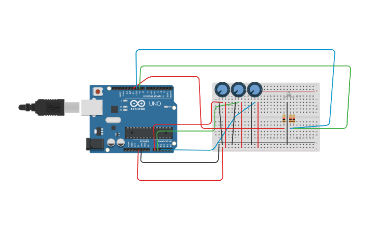 Circuit Design Rgb With 3 Potentiometers Tinkercad