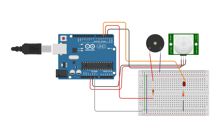Circuit design Copy of sistema de segurança com sensor pir - Tinkercad Circuit design Copy of sistema de segurança com sensor pir - Tinkercad