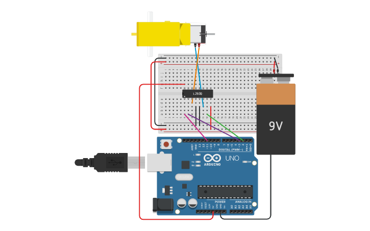Circuit design Pratica 5- motor DC | Tinkercad