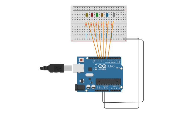 Circuit design SERIES LED/DIWALI | Tinkercad