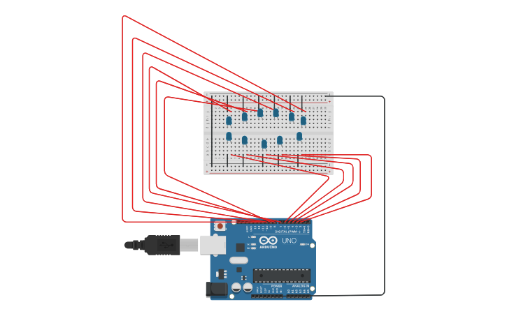 Circuit design LED circle - Tinkercad