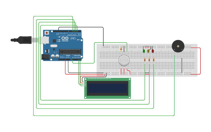 Circuit design Gas Detection - Tinkercad