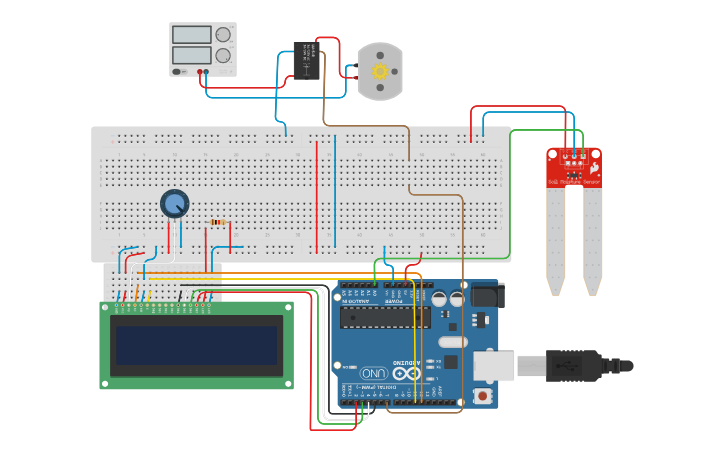 Circuit design Sistema de riego con Arduino - Tinkercad