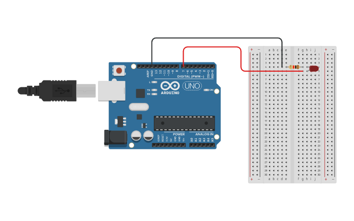 Circuit design Encender y apagar una led | Tinkercad Circuit design Encender y apagar una led | Tinkercad