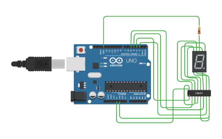Circuit design 7 segment display assignment 3(1) - Tinkercad
