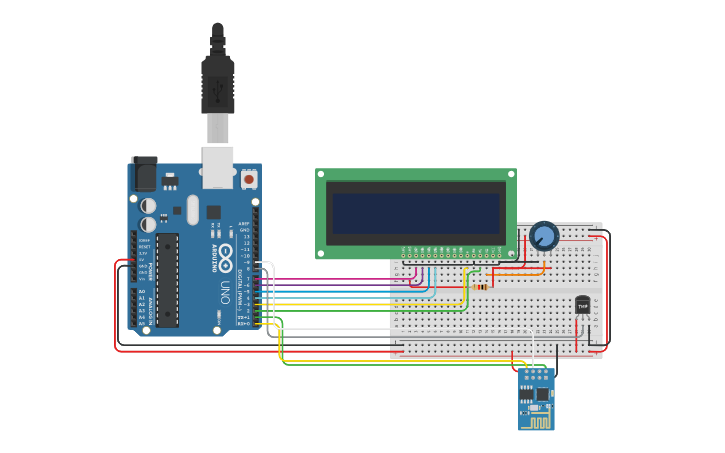 Circuit Design Arduino Uno Dht11 Hc 05 Display16x2 Tinkercad 6296