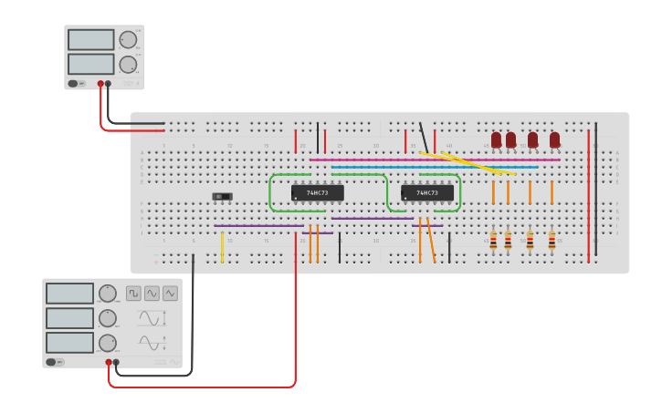 Circuit design ASYNCHRONOUS UP COUNTER - Tinkercad