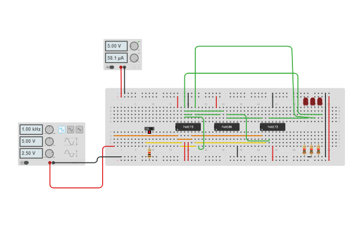 Circuit design Synchronous counter | Tinkercad