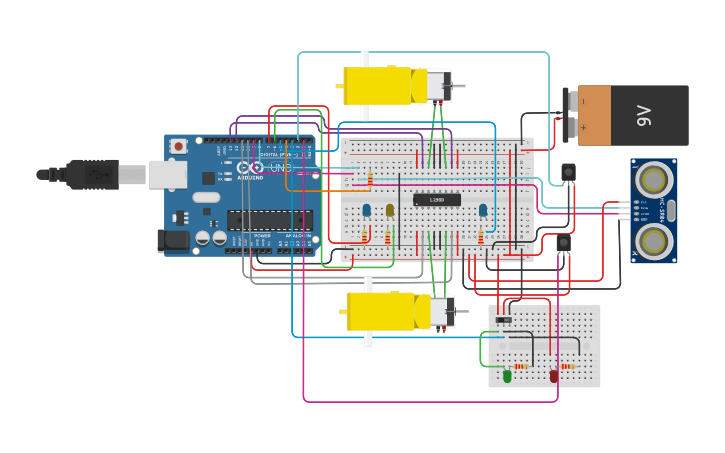 Circuit design Mini Sumo Proyecto Aula | Tinkercad