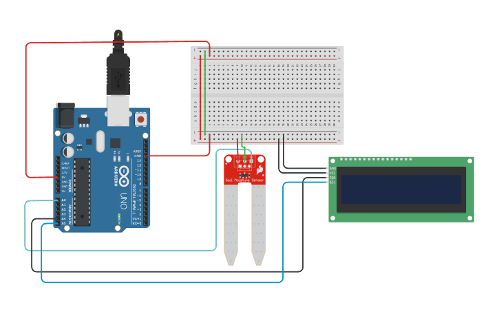Circuit design soil sensor - Tinkercad
