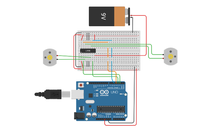 Circuit design DC Motor controlling using Motor Driver - Tinkercad