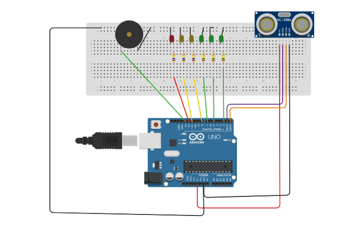 Circuit Design Cipolla Alberto Sensore Di Distanza Buzzer E Meter Led Tinkercad