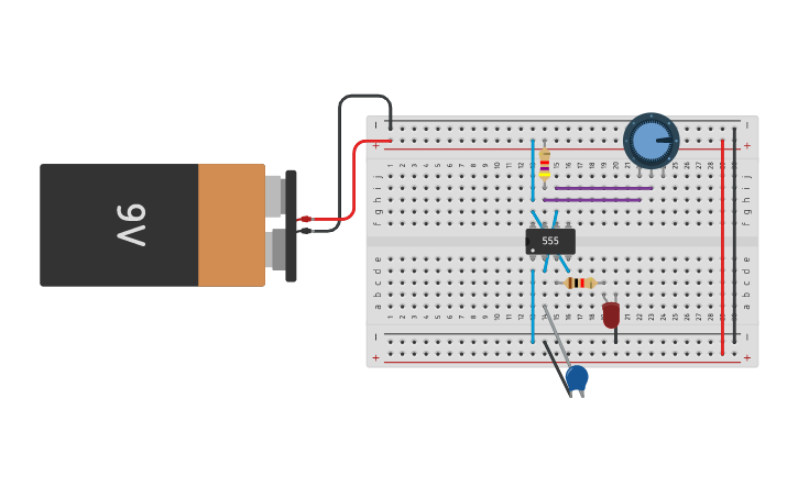 Circuit design LED flasher in astable mode | Tinkercad