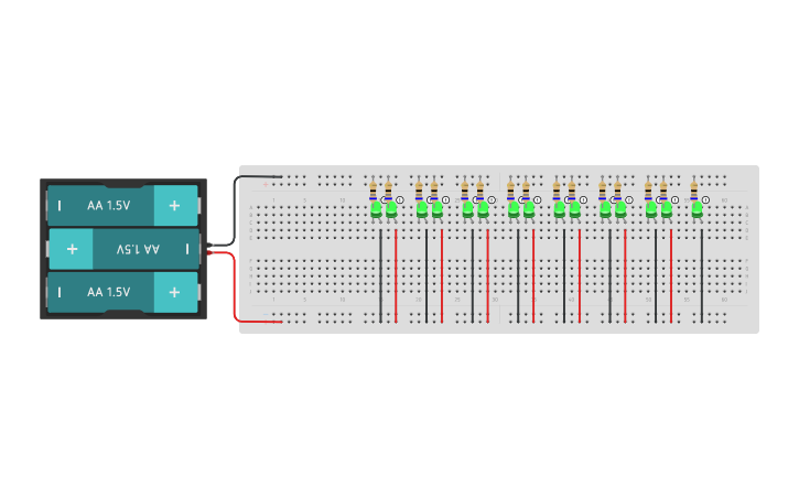 Circuit design paralelo 15 leds - Tinkercad