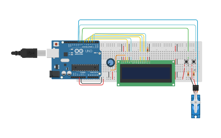 Circuit design Evaluación 2 programación arduino - Tinkercad