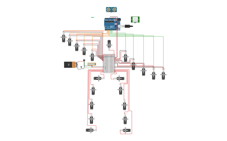 Circuit design Humanoid robot - Tinkercad