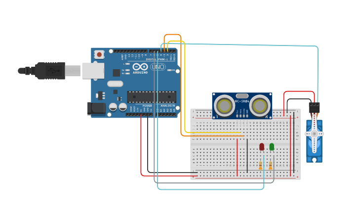 Circuit design Puerta de arduino | Tinkercad