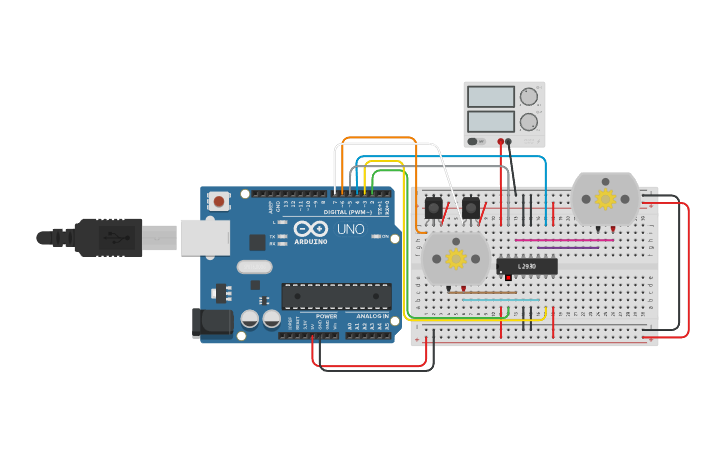 Circuit design Line Following Robot - Tinkercad