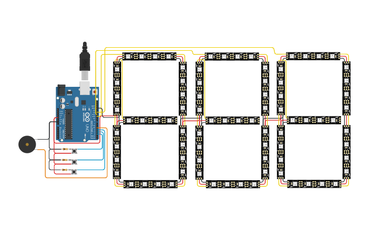 Circuit design Arduino e Neopixel (display 7 seg./ senha de 3 digitos) - Tinkercad