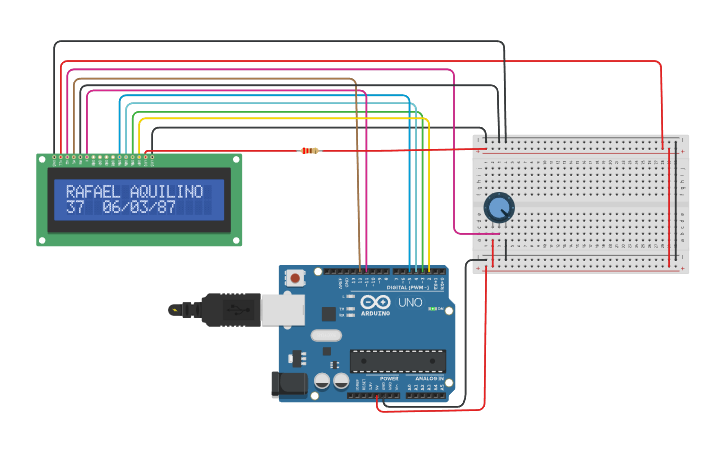Circuit design LCD ATIVIDADE 2 - Tinkercad