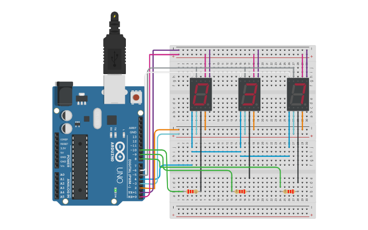 Circuit design Display multiplexado G.A | Tinkercad