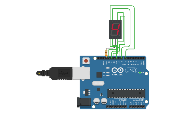 Circuit design seven segment - Tinkercad
