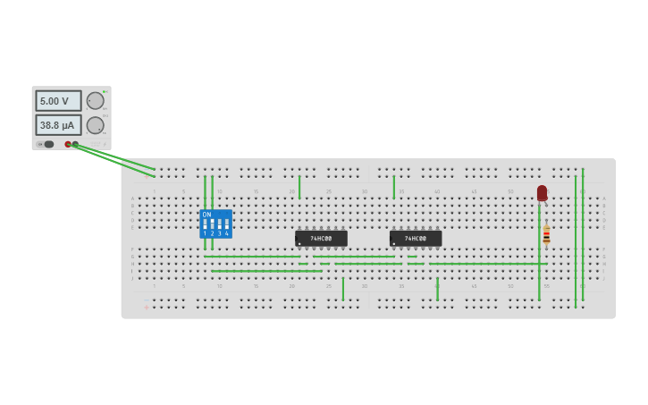 Circuit design nor using nand - Tinkercad