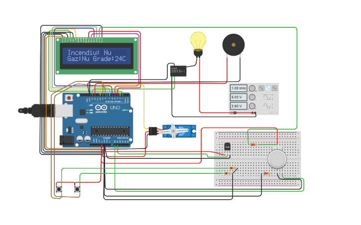 Circuit design Detector de gaz - Arduino UNO R3 - Tinkercad