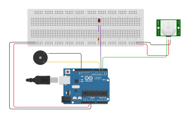 Circuit design Sensor de Movimiento - Tinkercad