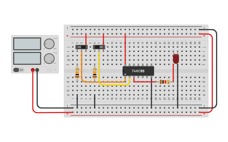 Circuit design FUNCION AND - Tinkercad