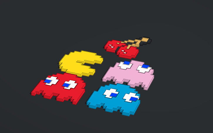3D design Pac-man with 3d printable cherry - Tinkercad