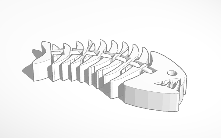 3D design Flexi fishbone (piranha) - Tinkercad