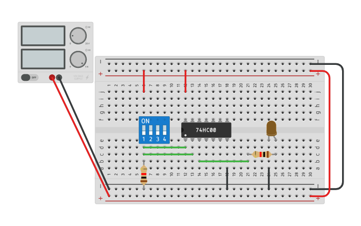 Circuit design NOT Gate using NAND Gate - Tinkercad