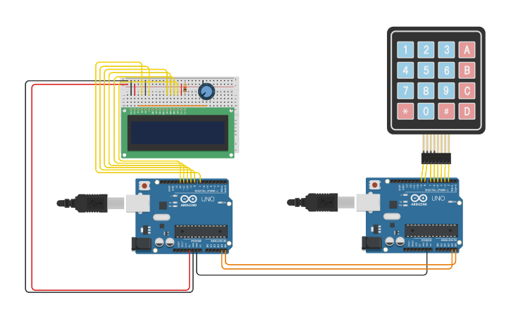 Circuit design Keypad and LCD I2C - Tinkercad