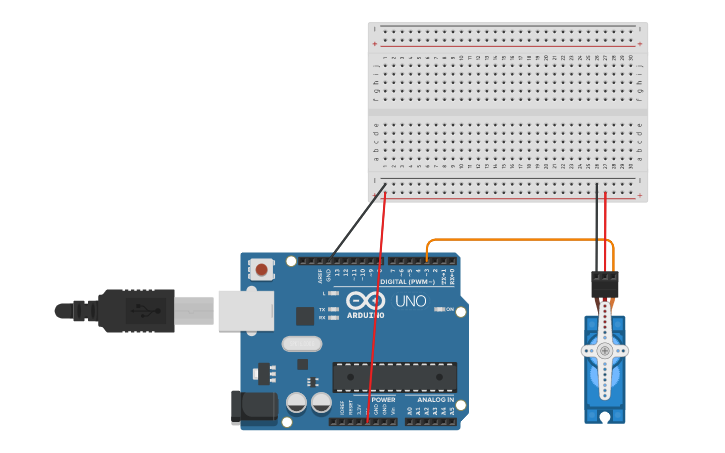 Circuit design Example: Servo Motor with Variable - Tinkercad